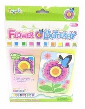 Бабочка на цветочке, детская мозика, более 400 деталей, 17x2x25 см арт 82102
