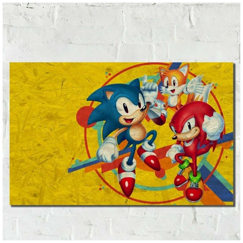 Картина интерьерная на рельефной доске, рисунок ОСП игра Sonic Mania - 11977