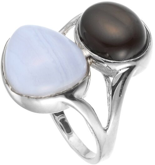 Кольцо, серебро, 925 проба, оникс, агат