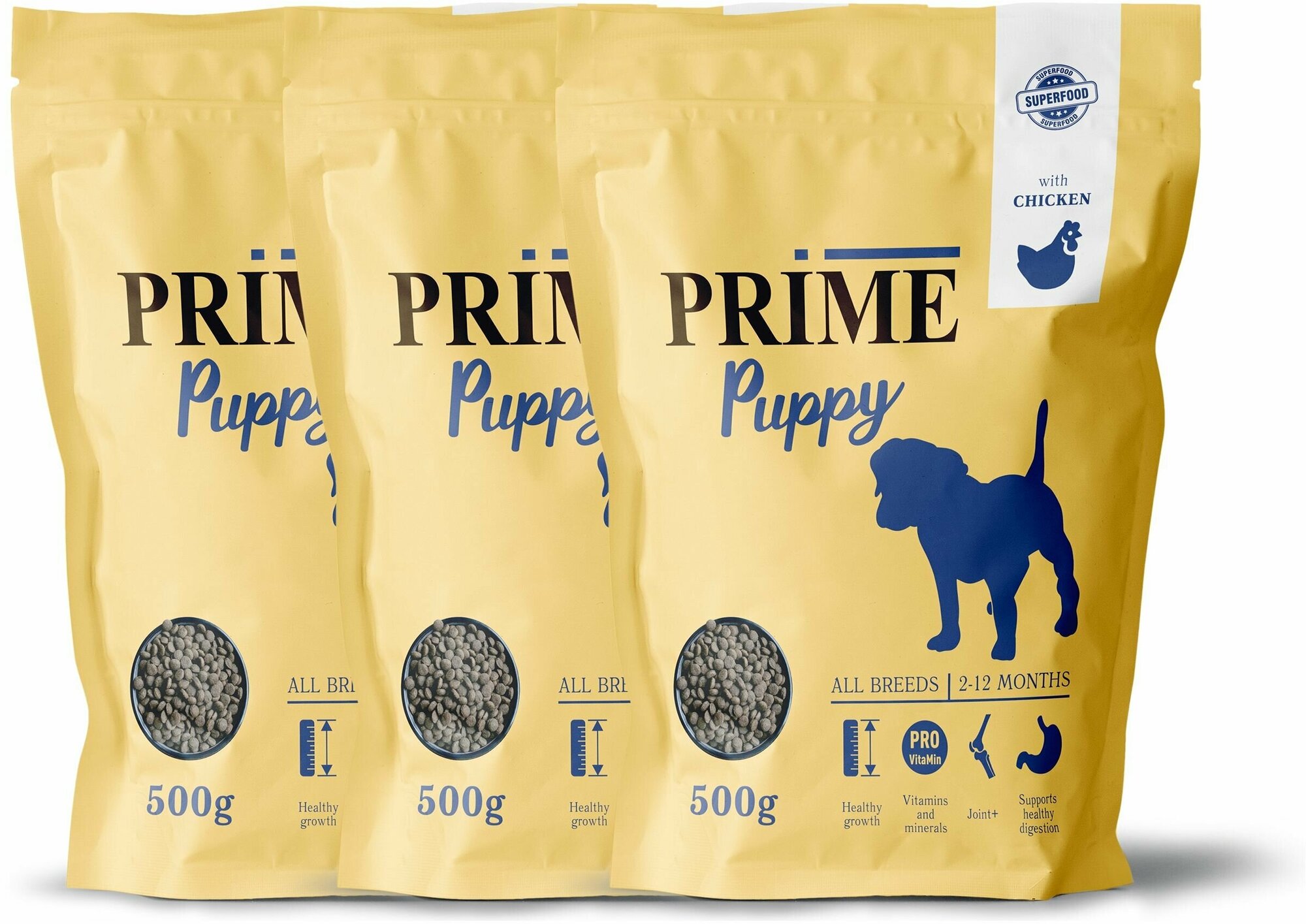 PRIME PUPPY курица 500гр для щенков всех пород 2-12мес х 3шт.