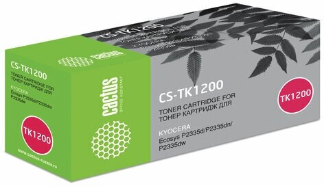 Картридж Cactus CS-TK1200 совместимый TK-1200 черный для Kyocera Ecosys M2235DN, M2735DN, M2835DW, P2235DW, P2335D, P2335DN (3000 страниц)