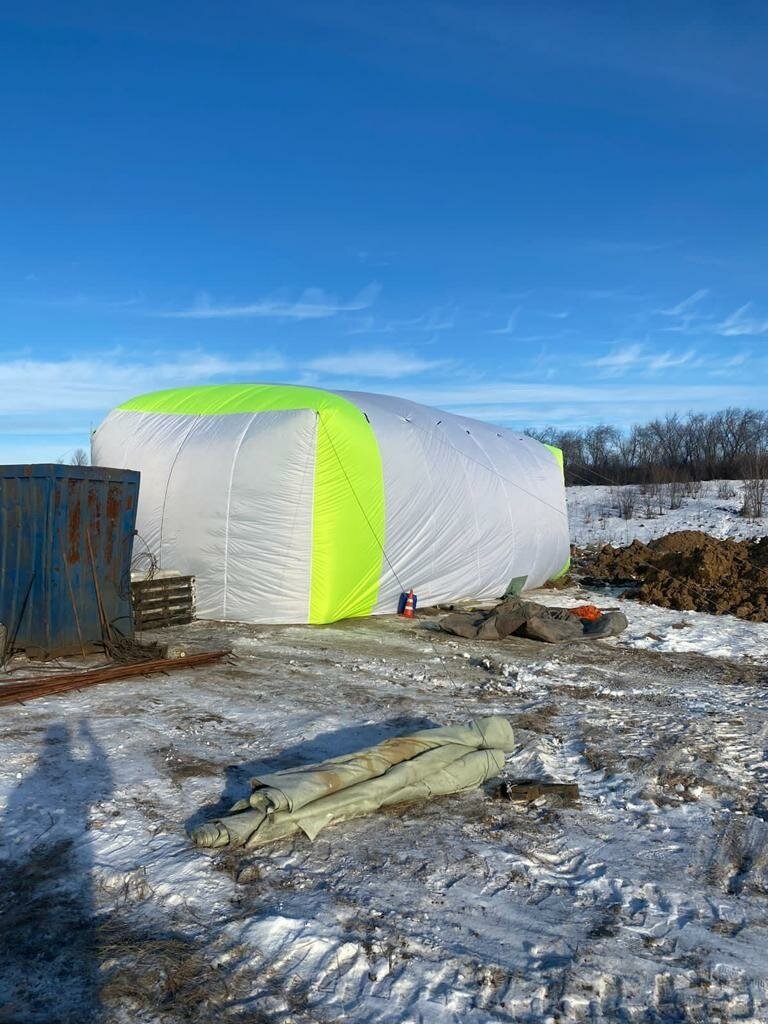 Палатка мобильная бескаркасная для ремонта спецтехники в полевых условиях 10х6х5 м длина х ширина х высота (ООО ТПК Сибирь-21)