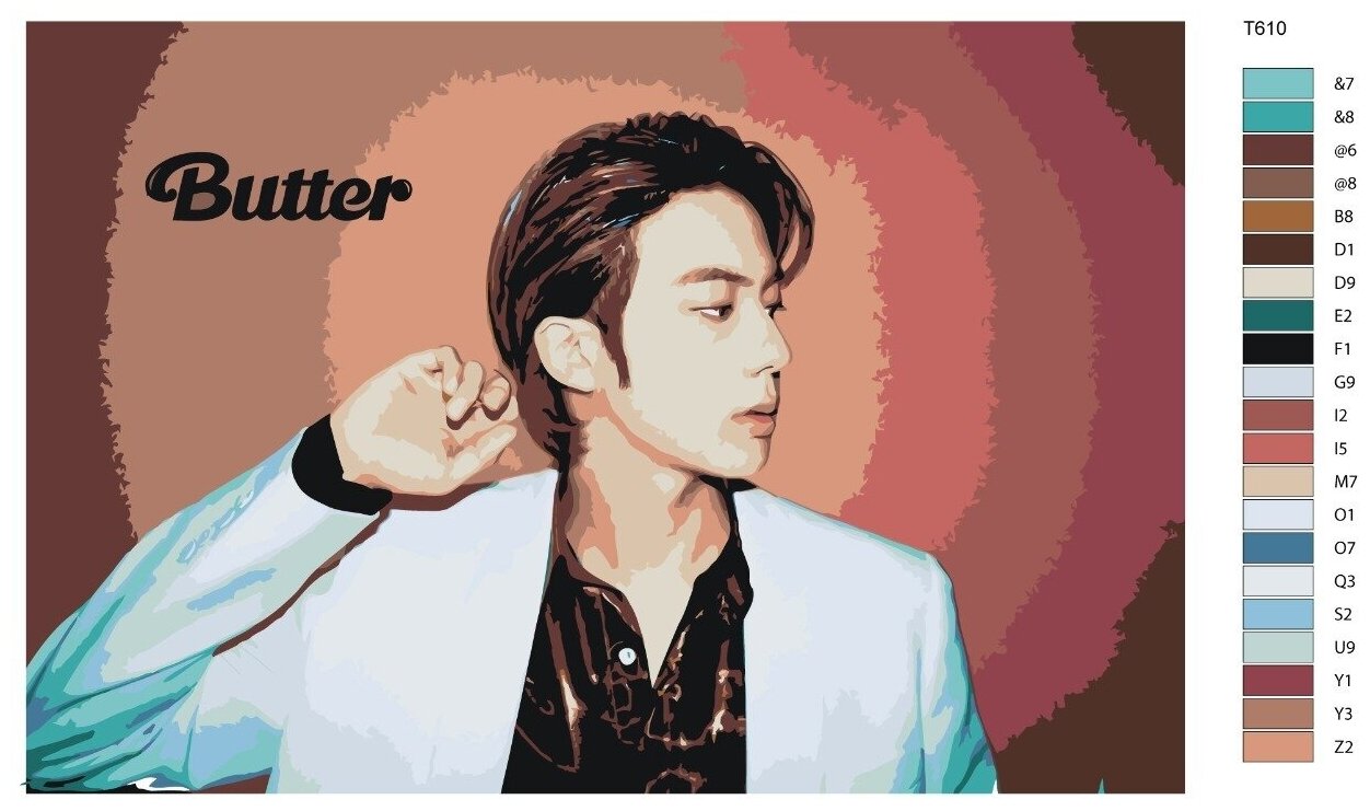 Картина по номерам Т610 60x90 "Ким Сокджин (Kim Seokjin), участник группы BTS (БТС)"