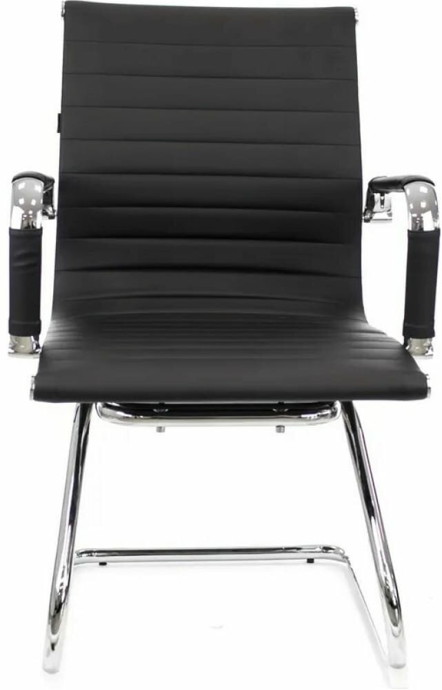 Кресло Everprof Leo CF экокожа черный EC-04S PU Black офисное, подлокотники металлические, каркас без механизма качания