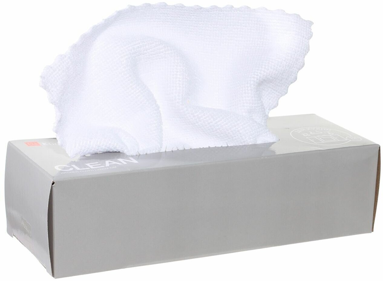 Тряпка для кухни, набор 22х22 см, 12 шт, микрофибра, белая, Clean