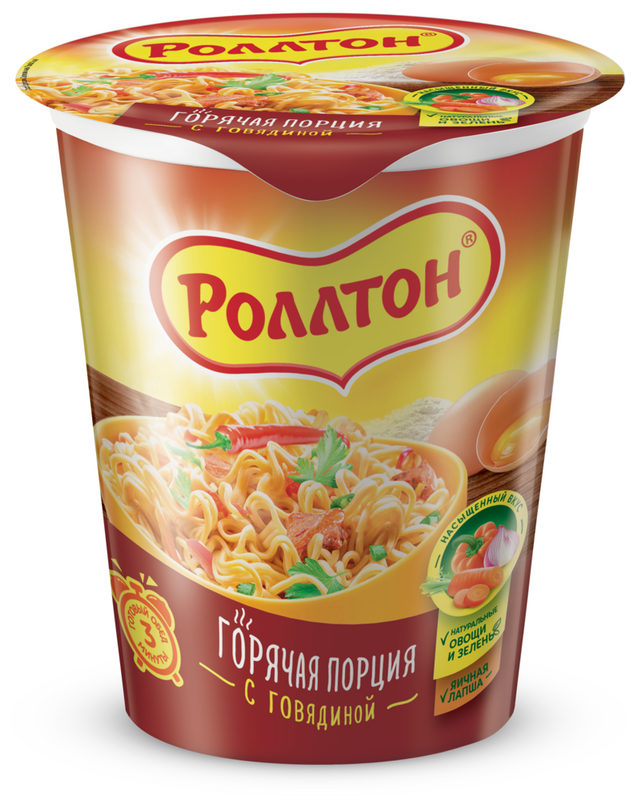 Лапша Роллтон Горячая порция с говядиной 70 г
