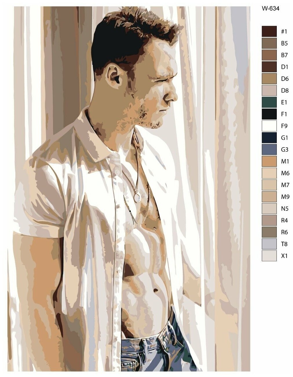 Картина по номерам W-634 "Турецкий актер Керем Бюрсин" 40х60