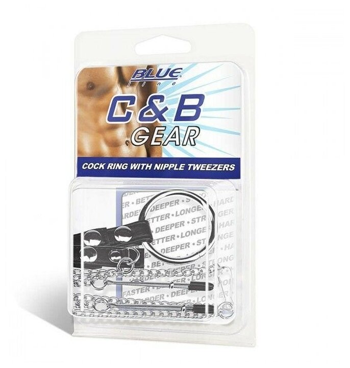Кольцо на член с зажимами для сосков BlueLine 100% PVC Strap With Metal Snap