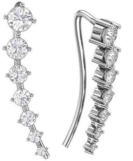 Серьги JEWELIN, серебро, 925 проба, родирование, фианит
