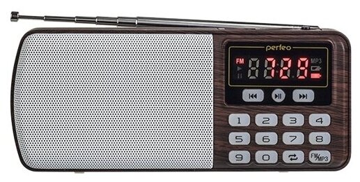 Радиоприемник Perfeo I120 Егерь, usb mp3, FM, питание от usb или аккумулятора - коричневый