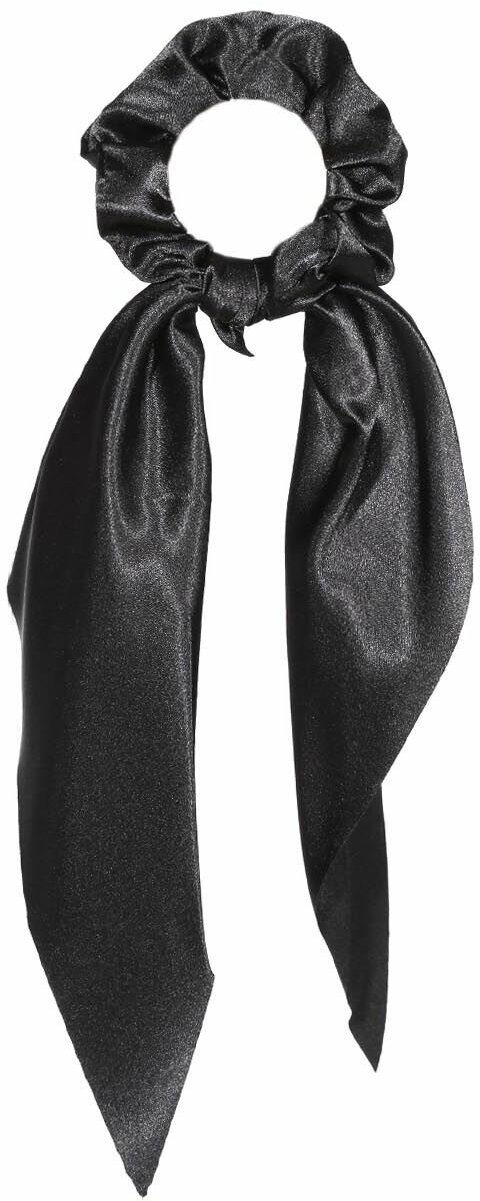 Резинка для волос, 25 см, с лентой, сатин, черная, Silk, Kuchenland