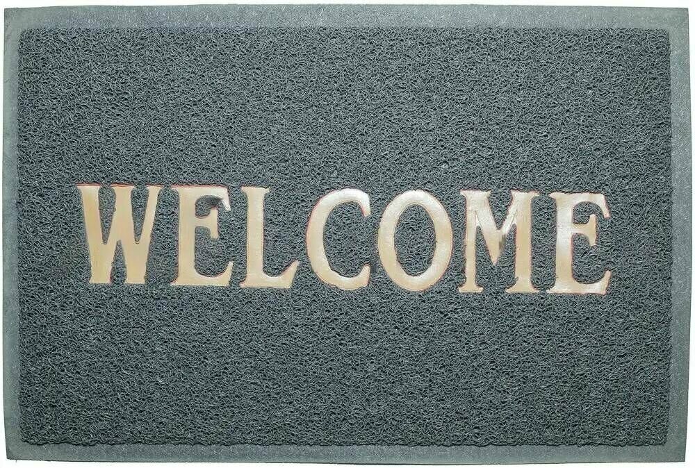 Коврик пористый придверный с надписью, "Лапша", серый, 40 х 60 см