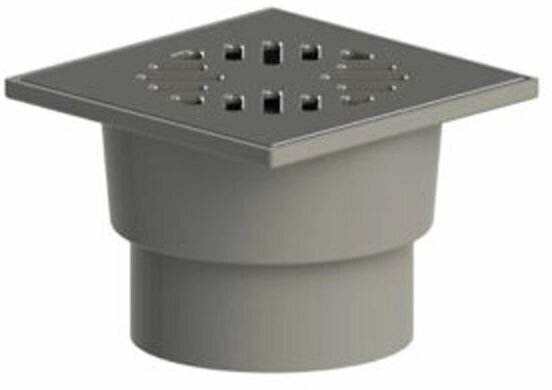 110 трап с вертик. спуском сухой затвор ПП, решетка 150*150 нерж. сталь татполимер