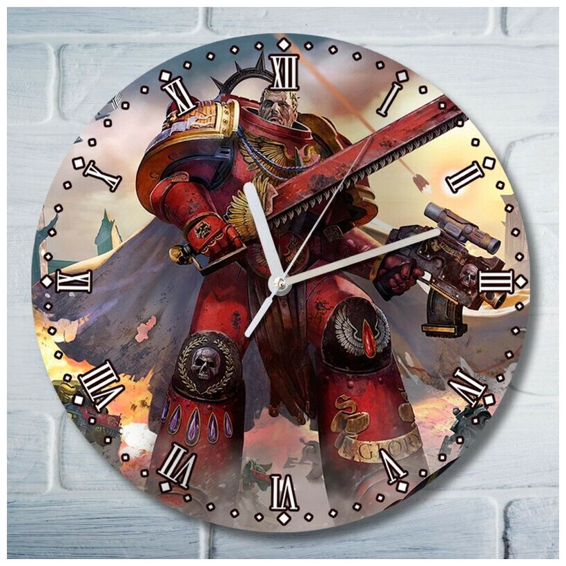 Настенные часы УФ с рисунком, диаметр 28см игры Warhammer 40000 Space Marine (вархаммер 40000, PS, Xbox, PC, Switch) 4701