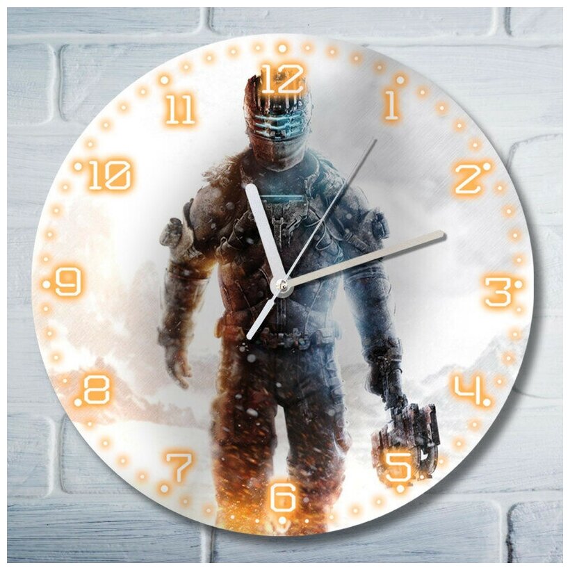 Настенные декоративные часы УФ с ярким рисунком, диаметр 28см игры Dead Space 3 (дэд спейс 3, PS, Xbox, PC, Switch) 4698