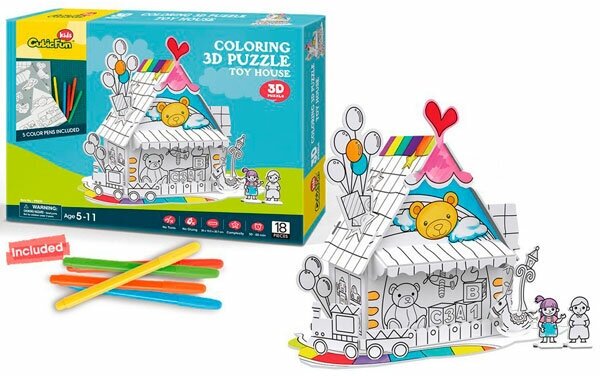 3D пазлы Cubic Fun P693h Кубик фан Пазл-раскраска Игрушечный домик