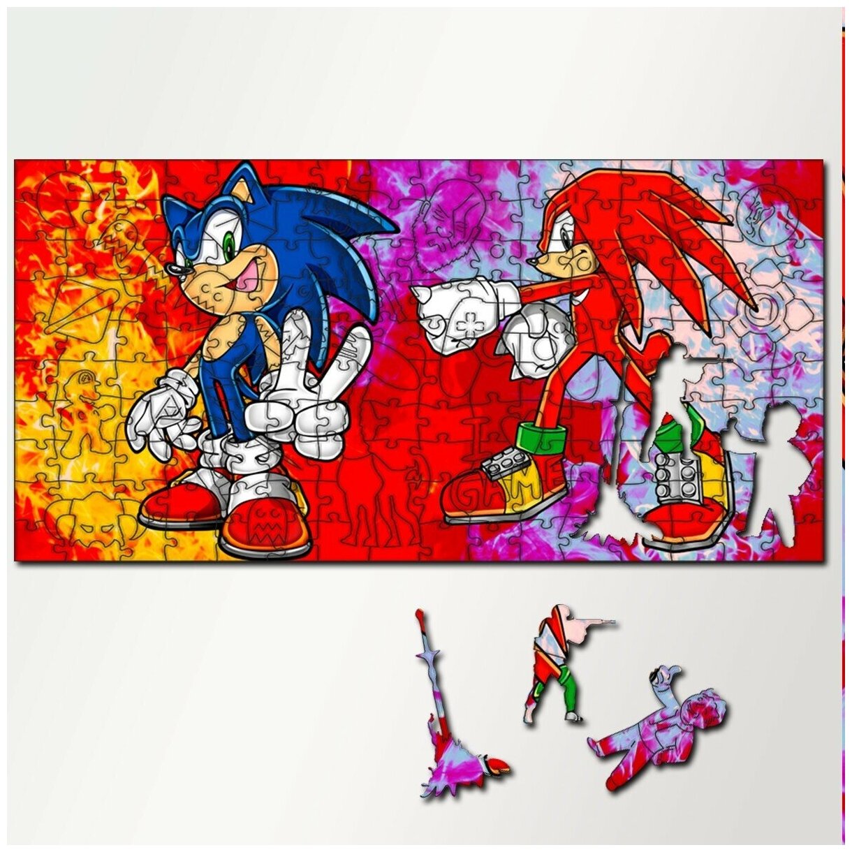 Пазл из дерева с фигурками, 230 деталей, 46х23 см игры Sonic & Knuckles - 5428