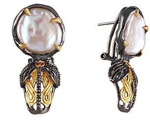 Серьги, серебро, 925 проба, гранат, перламутр