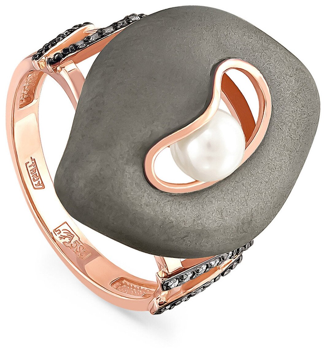 Кольцо JEWELIN, красное золото, 585 проба, жемчуг, бриллиант