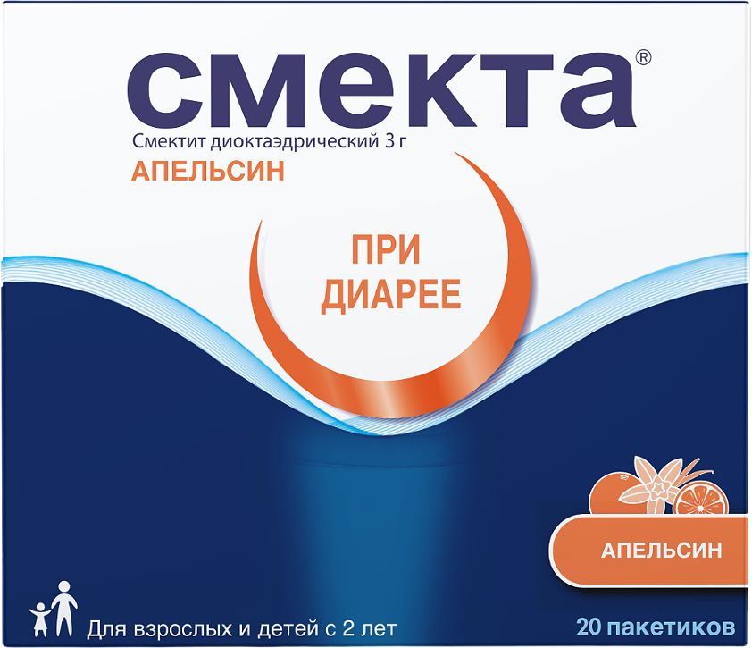 Смекта порошок д/приг суспензии для приема внутрь 3 г апельсин пак 20 шт