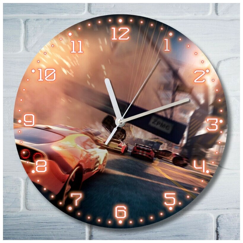 Настенные часы УФ с ярким рисунком игры Split Second Velocityt (машины, гонки, авто, PS, Xbox, PC, Switch) 4799
