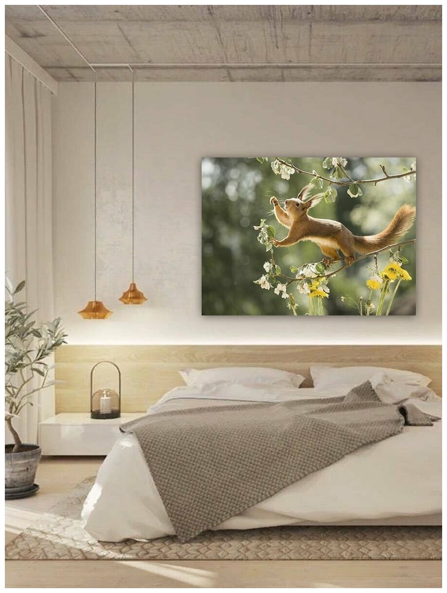 Картина для интерьера на холсте 60х80 см/ Белка / Природа