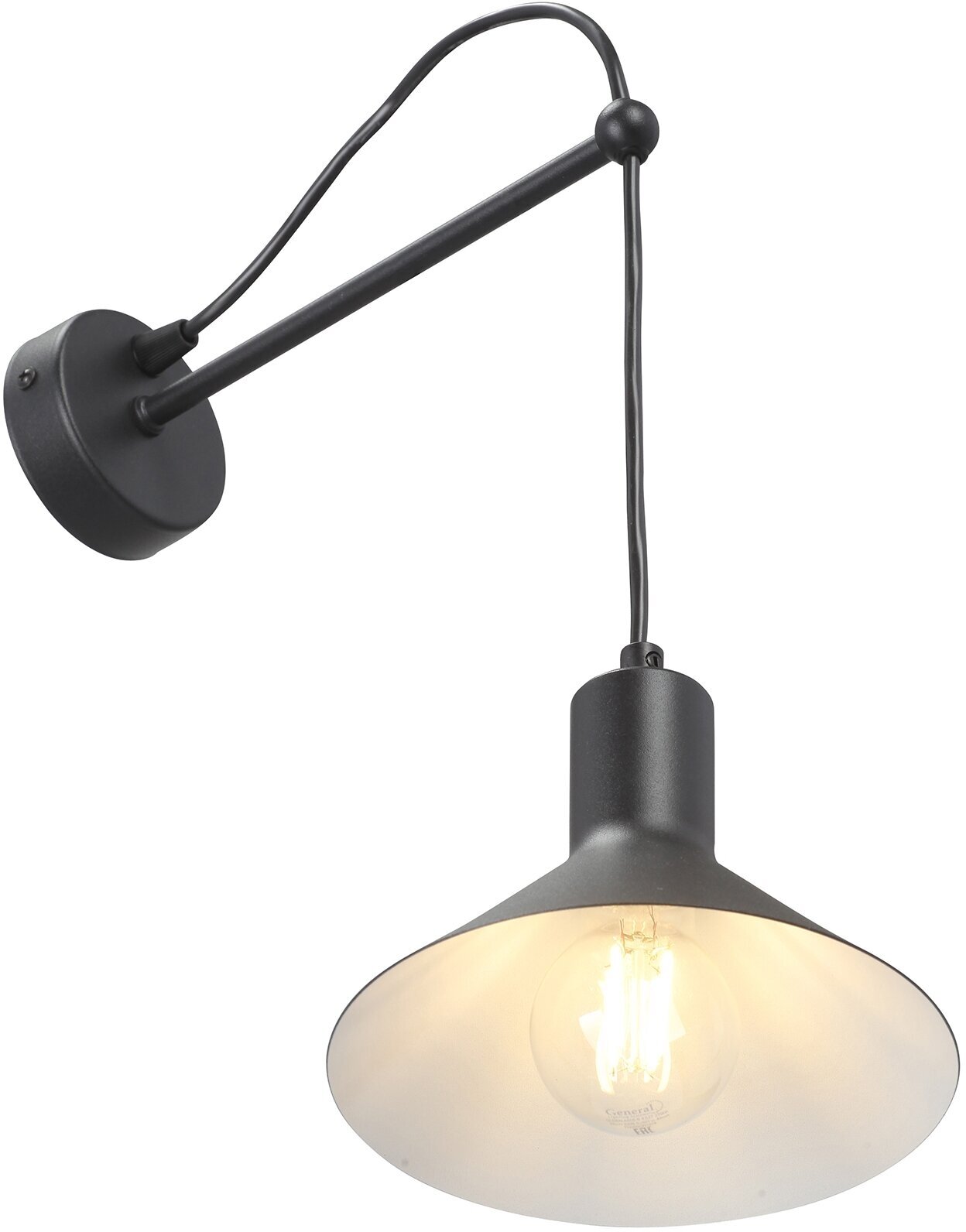 Бра Vitaluce V2897-1/1A-52611, 1xE27 макс. 40Вт , черный, лофт — фото 1