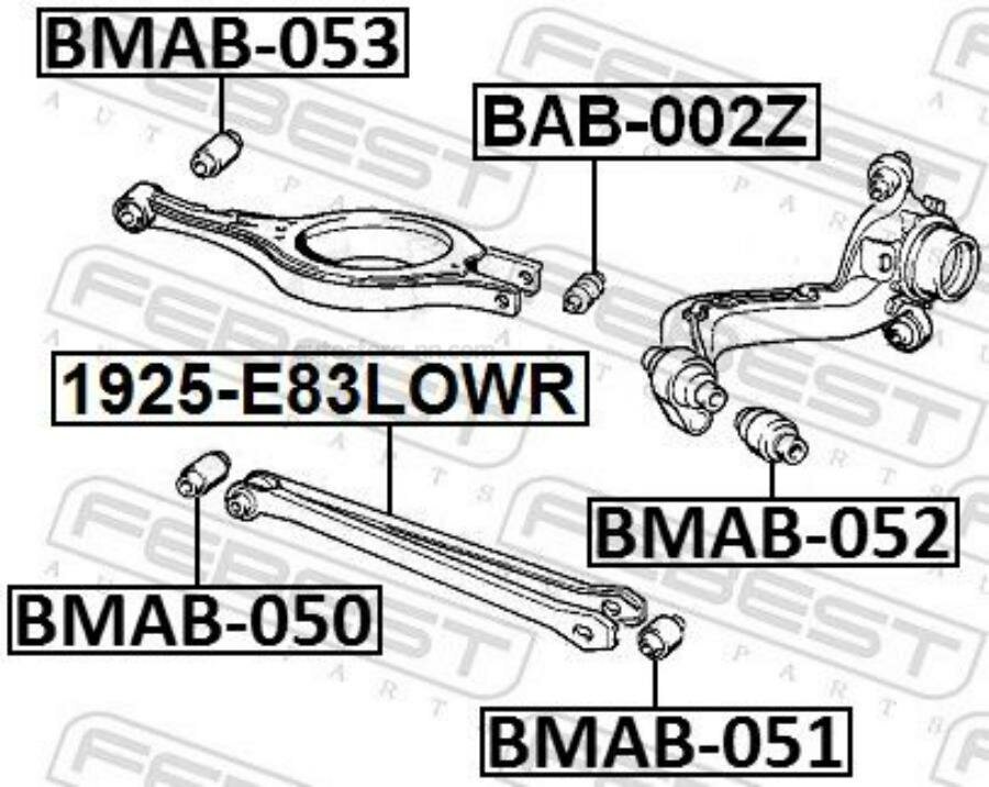 FEBEST BMAB051 сайлентблок задней поперечной тяги подходит для BMW X3 E83 2003-2010 BMAB-051