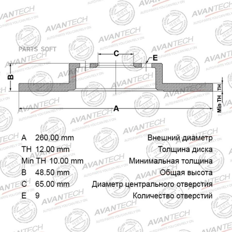 AVANTECH BR2806S Диск тормозной задний AVANTECH — фото 1