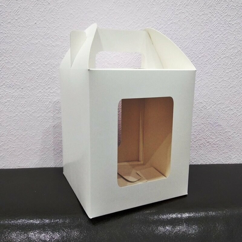 Коробка для торта, кекса или пряничного домика с 2-мя окошками, 15*15*18 см, 10 шт.