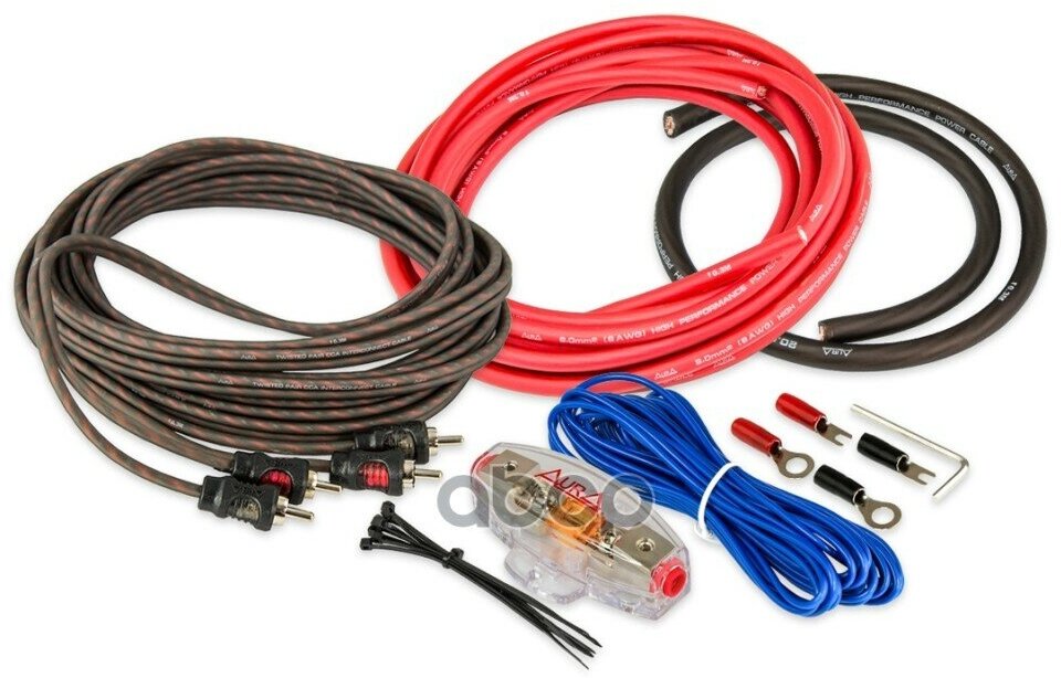 Аудио Комплект для подключения 2х канального усилителя 8AWG (8мм2) AURA AMP-1208 AURA арт. AMP-1208