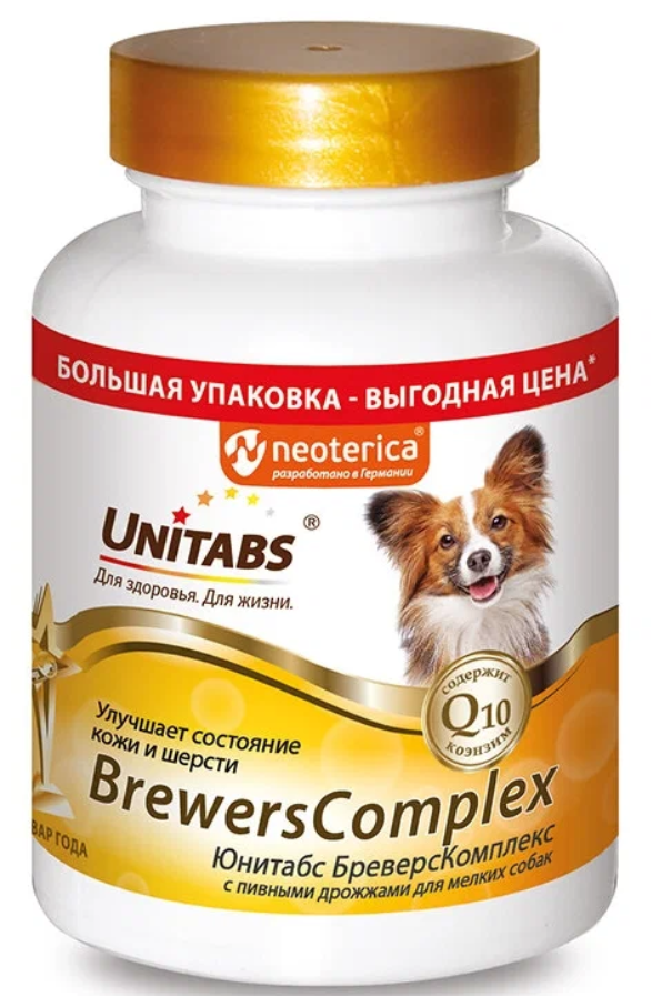 Экопром U2032 Юнитабс BreversComplex с Q10 Витамины д/мелких собак с пивными дрожжами 200таб