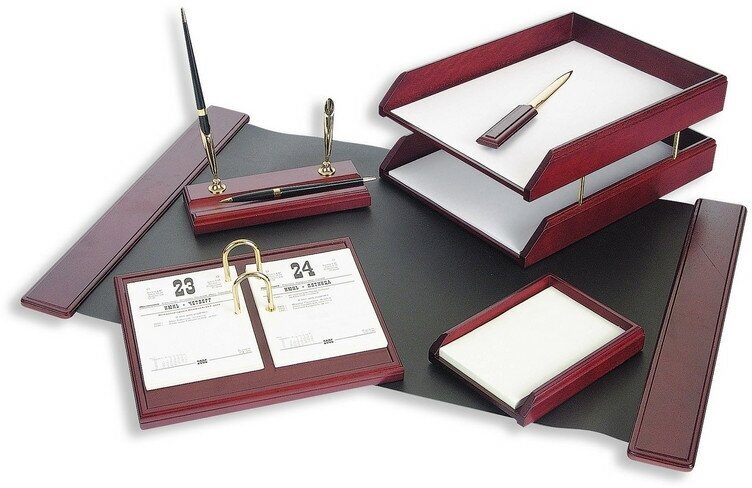 Набор настольный деревянный 6 предметов красное дерево темное 22107