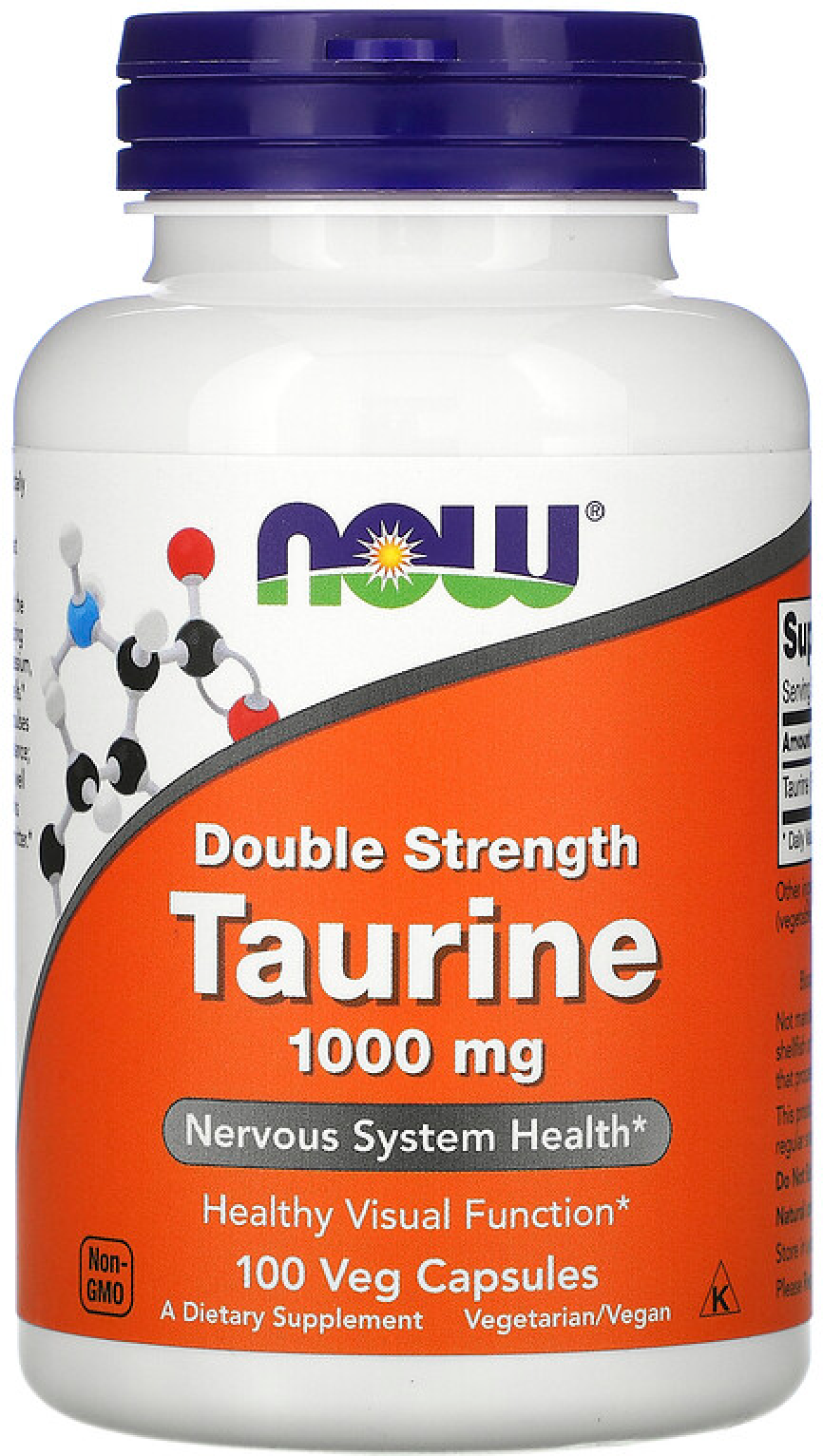 NOW Foods, Double Strength Taurine, таурин, двойной концентрации, 1000 мг, 100 растительных капсул