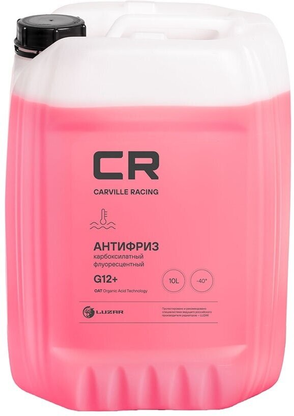 Антифриз готовый раствор CR G12+ карбоксилатн. флоур. красный -40°С 10л 10.74кг Carville Racing L2018209