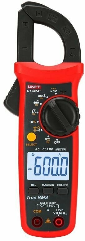 Токовые клещи UNI-T UT202A+ 600А автомат ёмкость частота True RMS NCV MIN/MAX