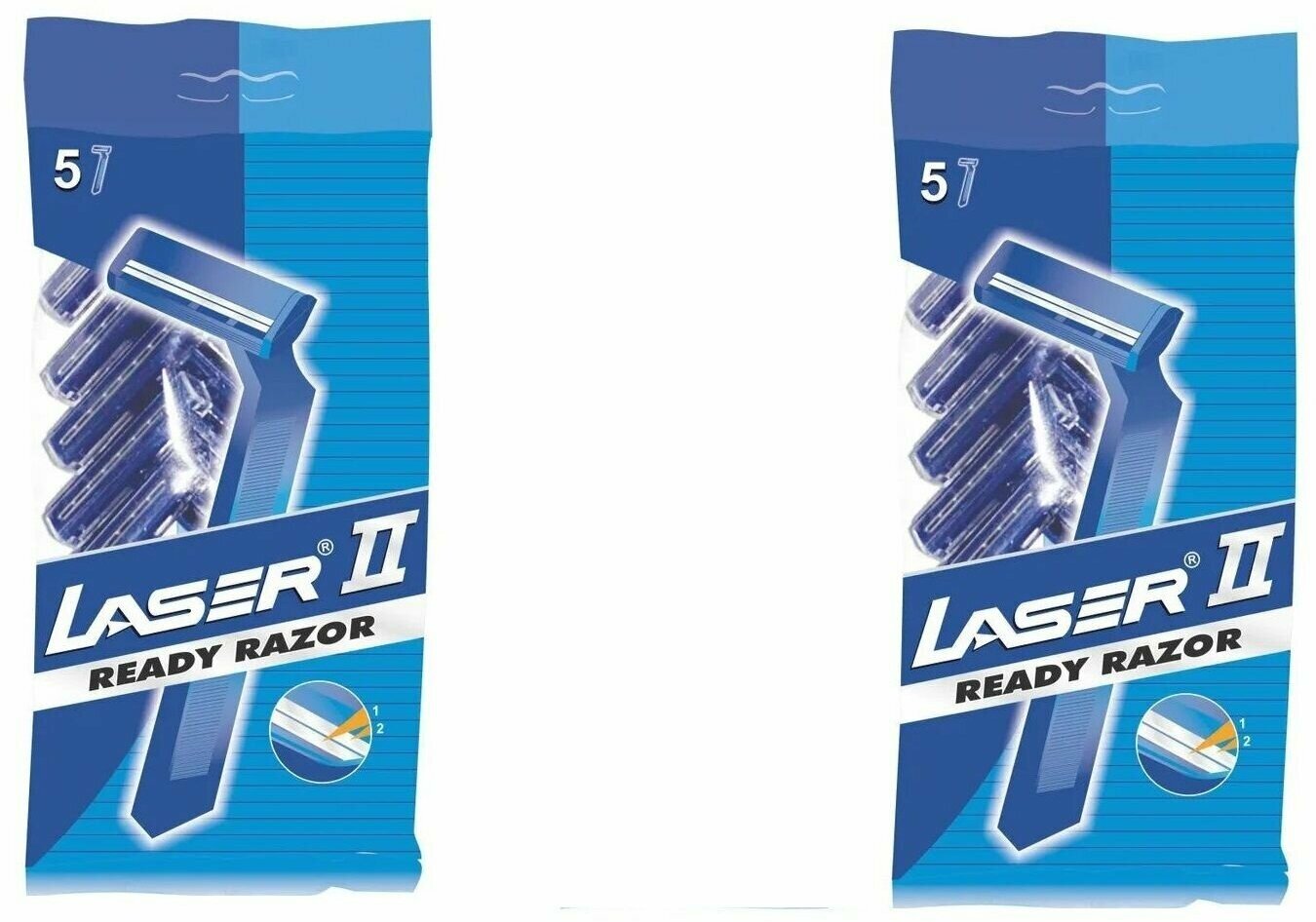 LASER Бритвенный станок, разовый, с 2 лезвиями, 5 штук, 2 упаковки