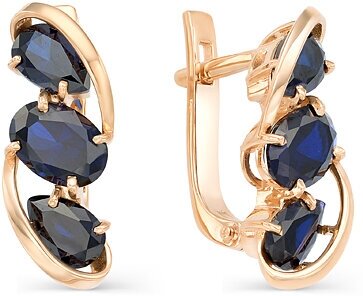 Серьги золото, 585 проба, султанит