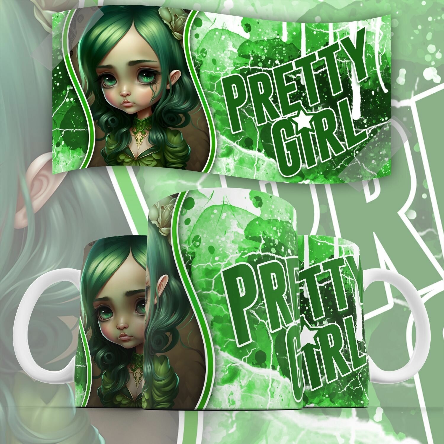 Кружка "Anime pretty girl / Симпатичная девушка из аниме" Forte Print 330мл