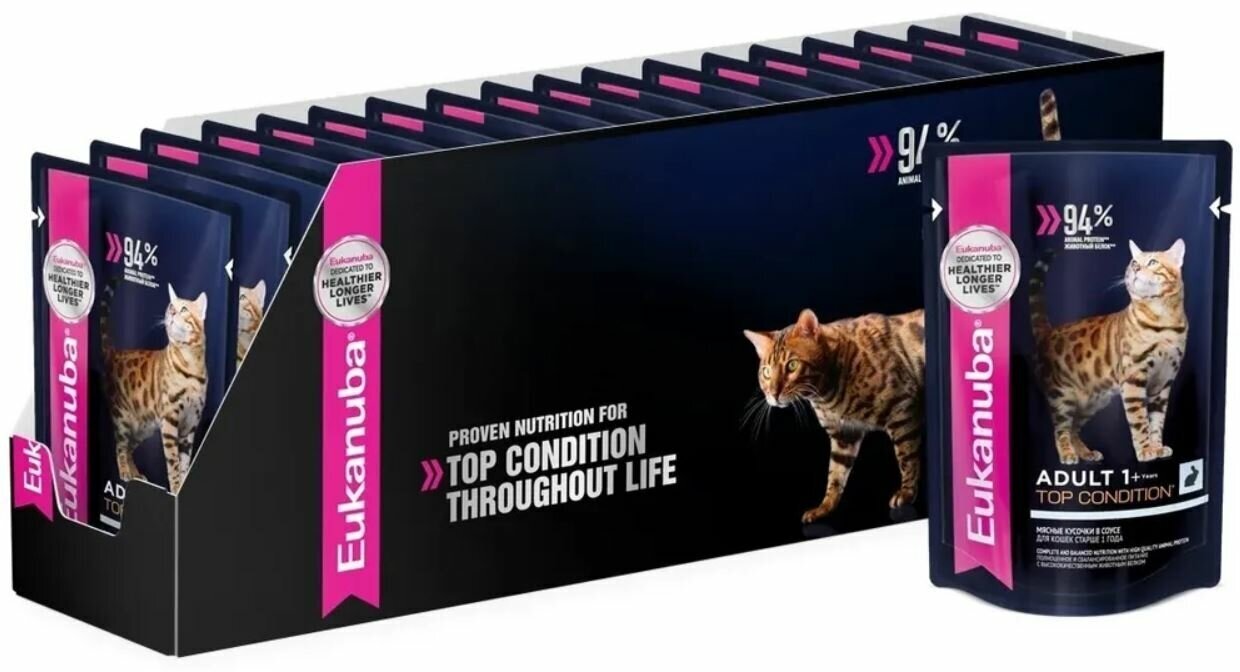 Eukanuba Упаковка 24шт. Паучи для кошек с кроликом в соусе 2.04 кг