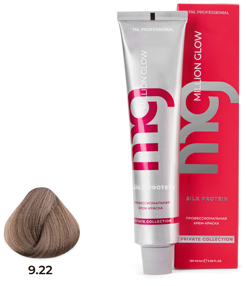 TNL, Million glow Silk protein - крем-краска для волос (9.22 светлый блонд фиолет. интенсив), 100 мл