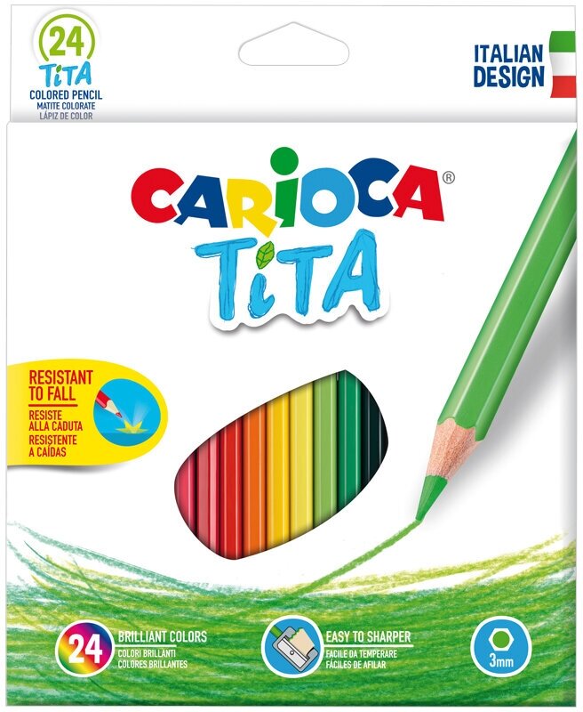 3 шт. Карандаши цветные пластиковые Carioca "Tita", 24цв, заточен, картон, европодвес