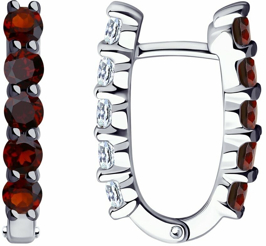 Серьги трансформеры, серебро, 925 проба, гранат