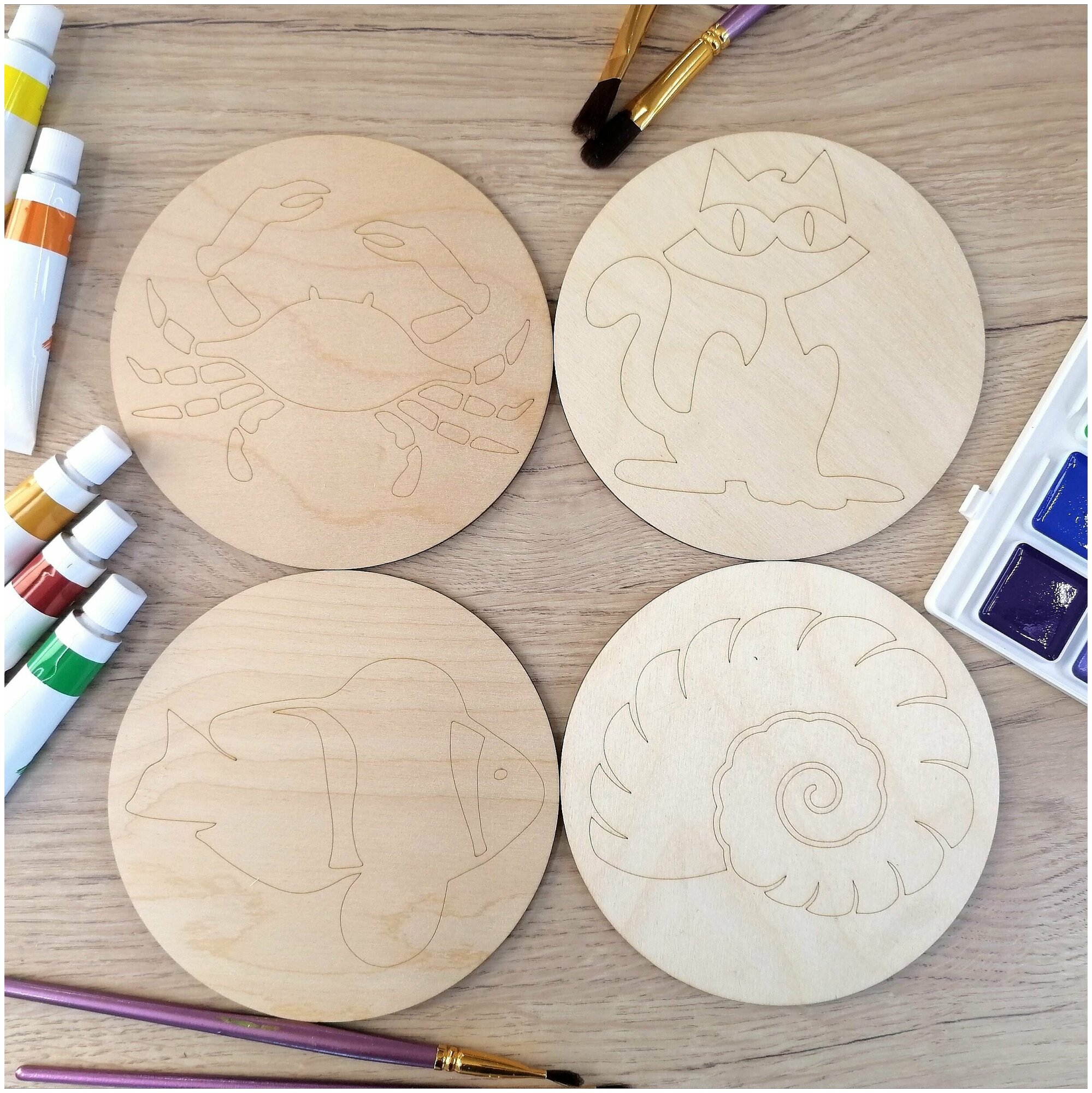 Доски для выжигания с рисунком, для декорирования, для рисования, круг диаметром 13 см