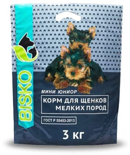 Сухой корм для собак Биско Bisko Юниор для щенков мелких пород, 3 кг