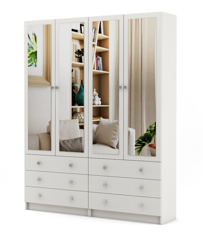 Шкаф для одежды распашной Бостон (Лондон) 22 бельевой/бельевой Белый