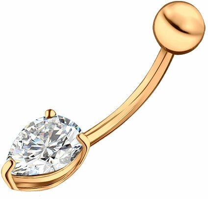 Пирсинг, золото, 585 проба, фианит