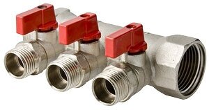 Коллекторная группа с кранами Valtec 2 выхода х 3/4х 1/2 НР (1/32) VTc.580. N.0502