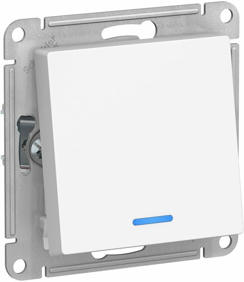Переключатель Systeme Electric ATLASDESIGN с подсветкой, 1 клав. сх. 6а, 10ах, белый {ATN000163} 1 шт