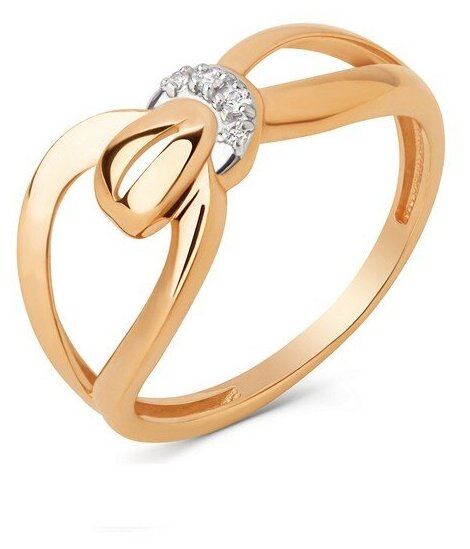Кольцо тонкое, широкое JEWELIN, красное золото, 585 проба, фианит